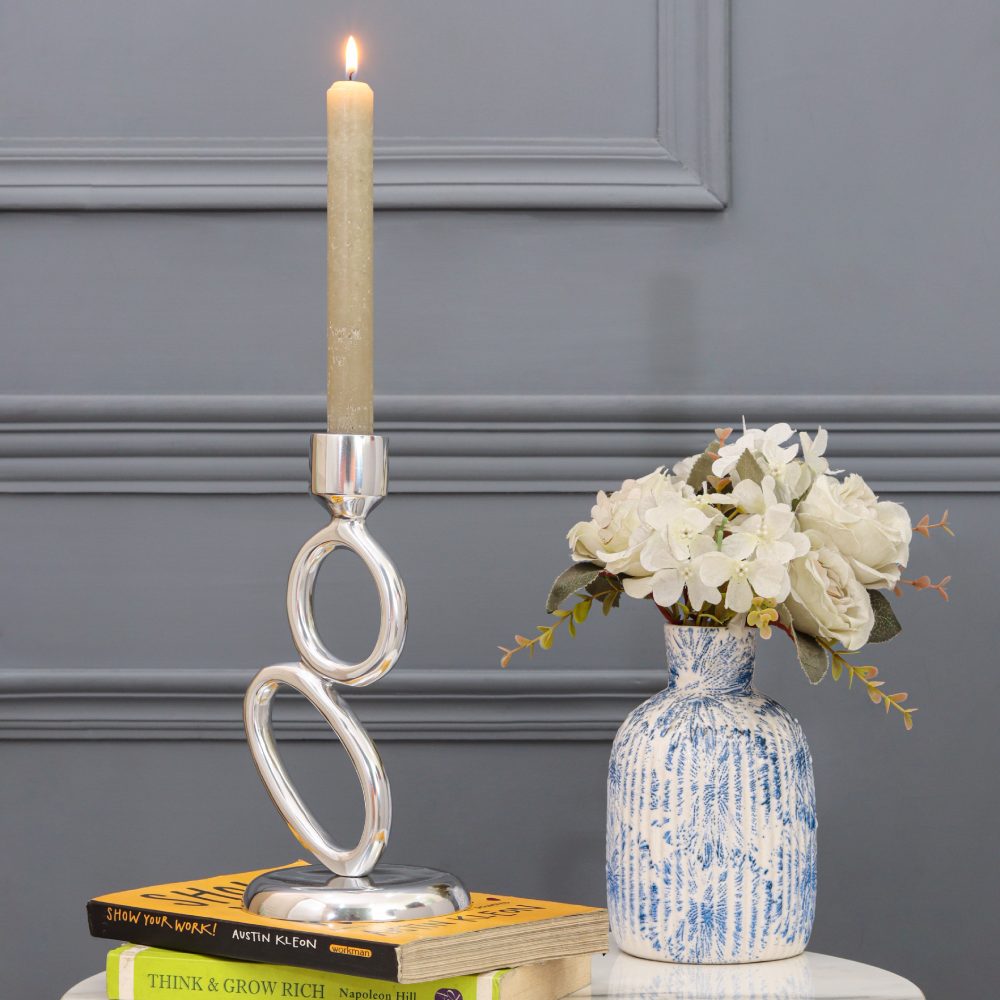 Eclipse Shaped Luxury Aluminium Candle Stand Online – Alcu